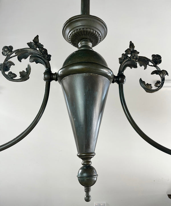 Antique Circa 1895 Large Converted Gas Two Light Fixture with Antique ...
