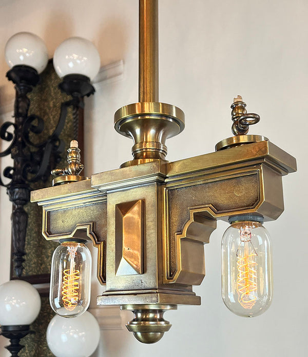 Antique Circa 1900 Commercial Bronze Beaux Arts Combination Gas Electr ...