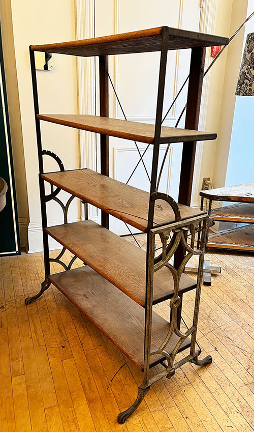 Antique late 1800s early 1900s Wood and Cast Iron Store Display Shelvi ...